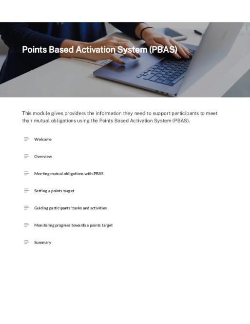 Workforce Australia - Points Based Activation System training module - Department of Employment ...